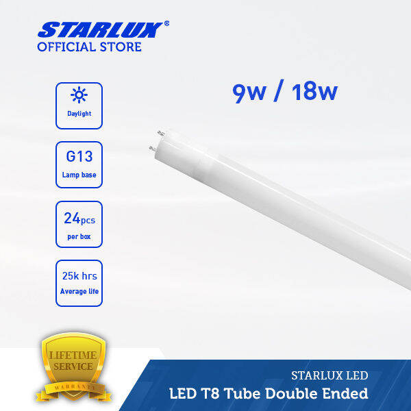 STARLUX LED T8 Tube - Double Ended Light for Ceiling Daylight (9W/18W) | Lazada PH