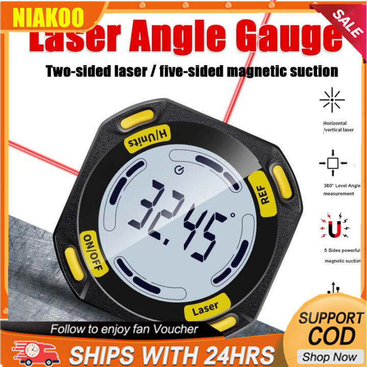 Laser Digital Protractor Magnetic Inclinometer 4 x 90° Angle Finder 2 ...