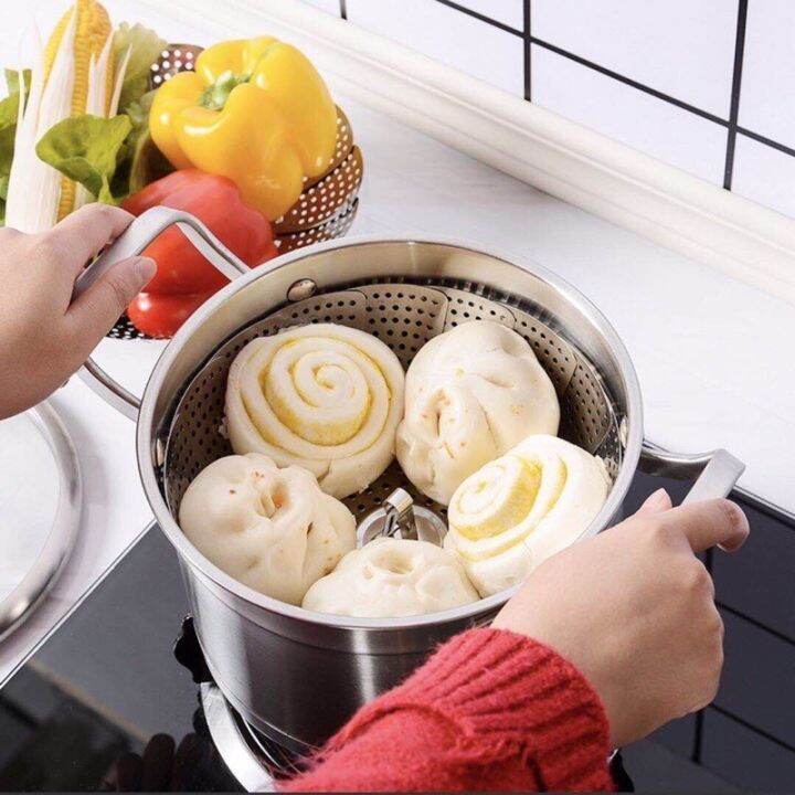 The Home Retractable Steamer Tray Stainless Steel Steaming Rack Water ...