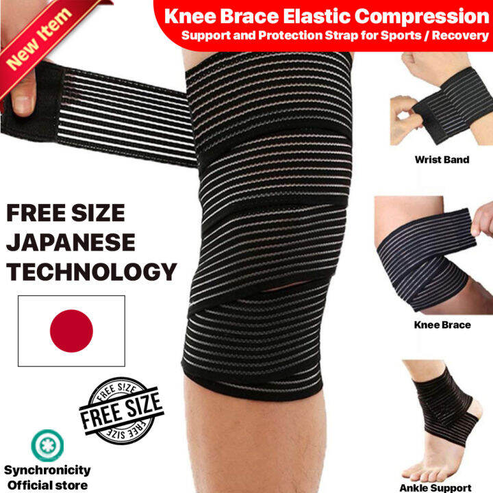 Knee Brace Elastic Compression | Extra Long Support Strap | Sports ...