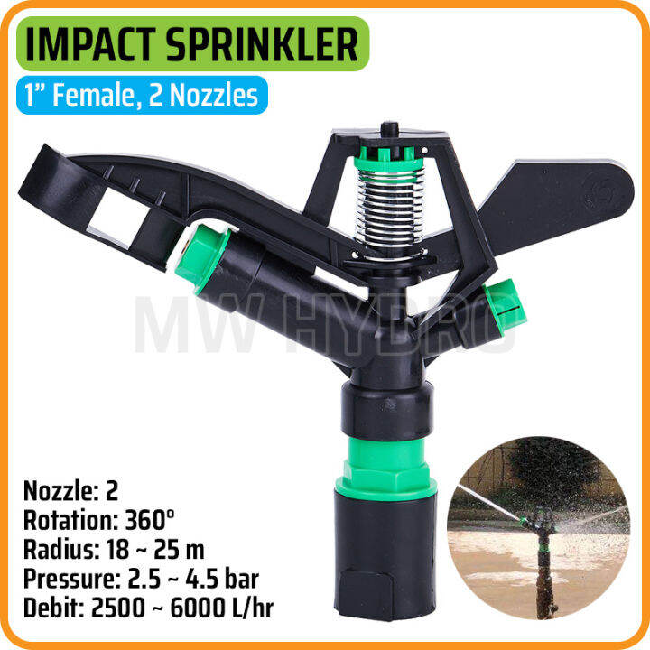 Impact / Impulse Sprinkler, 2 Nozzles, 1" Female Thread | Lazada Indonesia