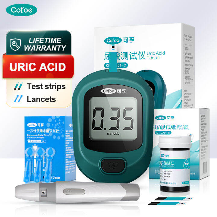 Cofoe ทั้งชุดเครื่องวัดระยะกรดยูริค + แถบยูริก + มีดพับทดสอบอุปกรณ์เฝ้า ...