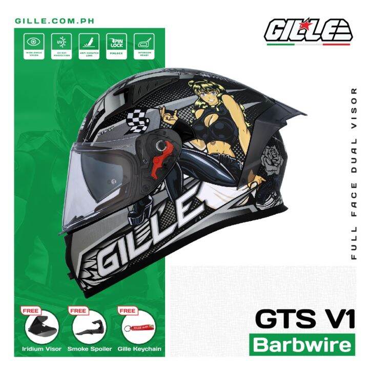 Gille 135 GTS SERIES V1 Barbwire Full Face Dual Visor Motorcycle Helmet | Lazada PH