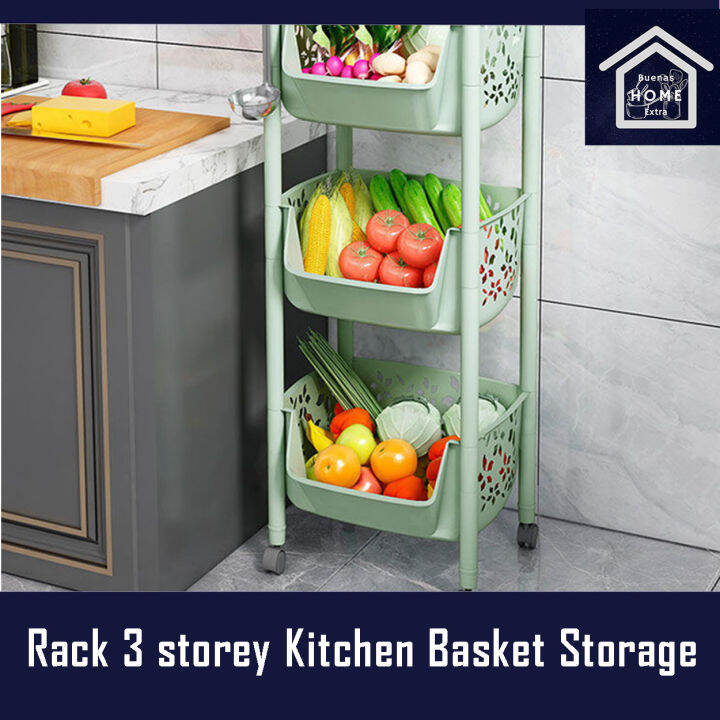 Rack 3 Storey Kitchen Basket Storage | Lazada PH