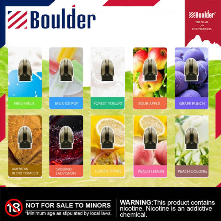 【1 Box of 3 Pods】Boulder Vaping Refill Cartridge (Standard Flavor Pods ...