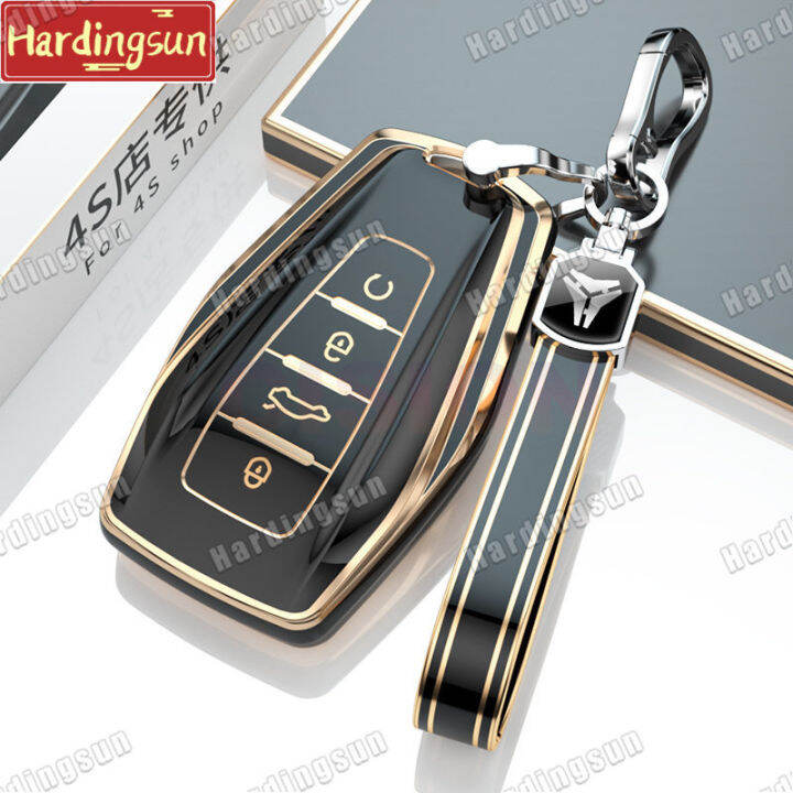 Hardingsun Soft TPU Smart Car Key Case Cover Chain Remote Fob Holder ...