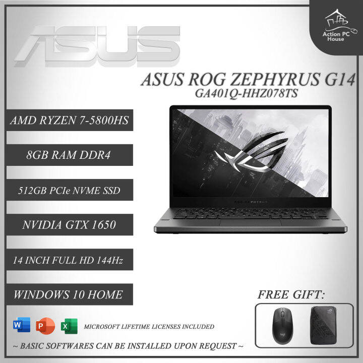 Asus ROG Zephyrus G14 GA401Q-HHZ078TS 14'' FHD Gaming Laptop Grey ...
