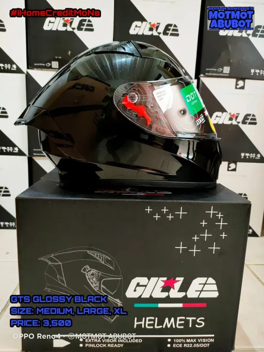 GILLE FULL FACE HELMET GLOSSY BLACK | Lazada PH