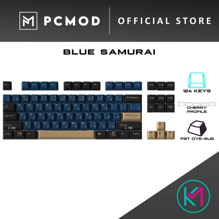 Blue Samurai | Base Set Only , Novelties Only , Both | Cherry Profile Keycaps | PCMOD x KEYMOD ...