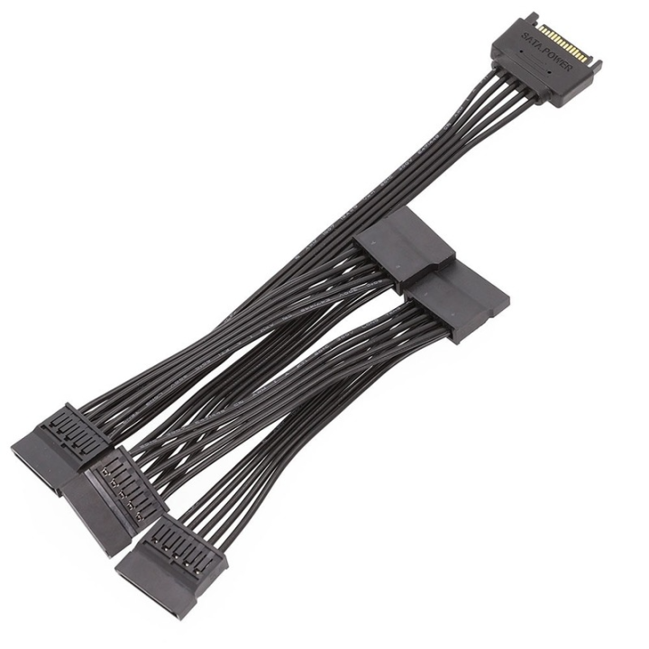 15 Pin SATA Power Extension Hard Drive Cable 1 Male To 5 Female ...
