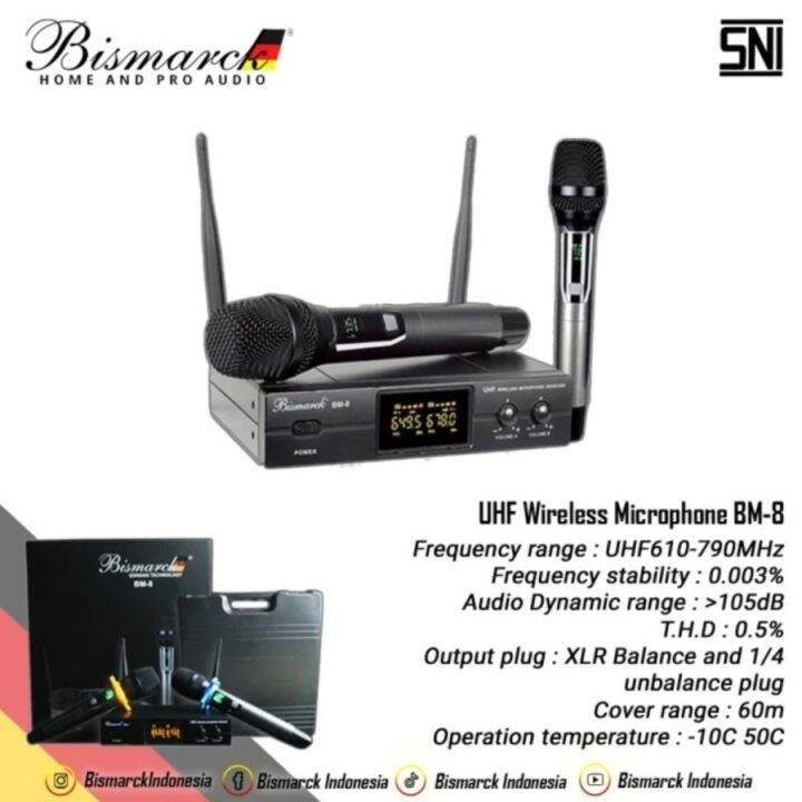 Mic wireless bismarck bm8 microphone uhf handheld bm-8 original | Lazada Indonesia