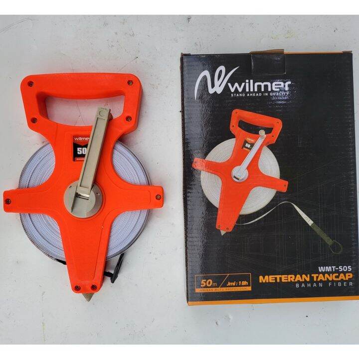 Meteran Rol Tancap Fiber 50M 100M WILMER Meteran KAIN Tanah Gulung | Lazada Indonesia