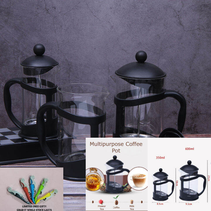 READY STOCK French Press Glass Coffee Maker Tea Brewer Milk Frother ...