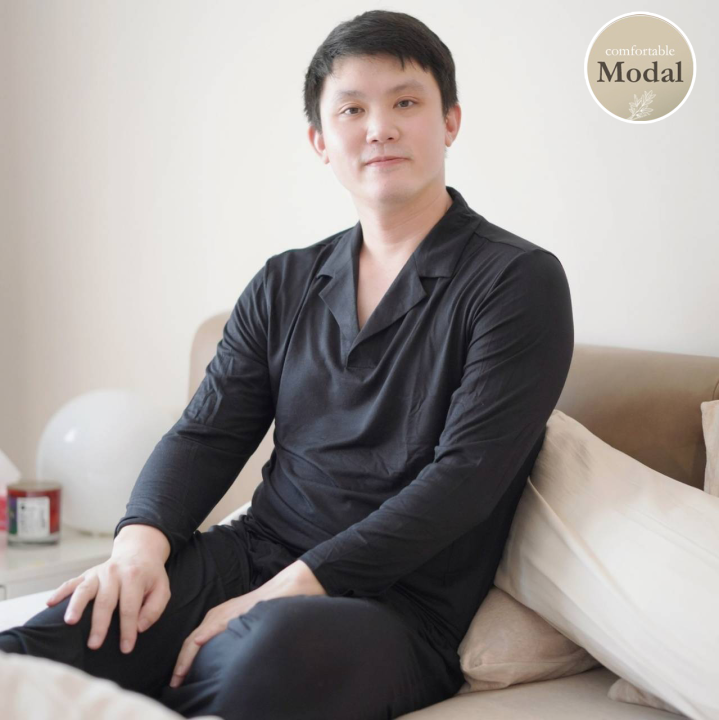 ชุดนอนผู้ชายแขนขายาว Unifriend Thailand รุ่น 22fw/familyModal Man Black | Lazada.co.th