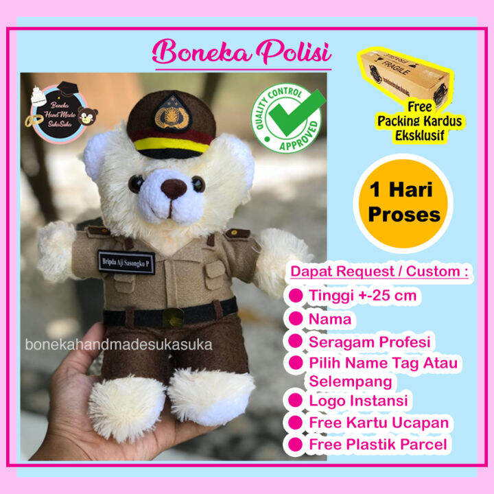 BONEKA TEDDY BEAR PERAWAT UKURAN 25 cm/Kado Wisuda/Hadiah Wisuda/Kado ...