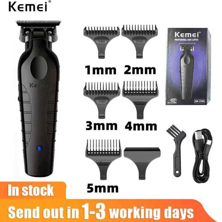 Kemei 2299 Barber Cordless Hair Trimmer 0mm Zero Gapped Carving Clipper Detailer Professional ...