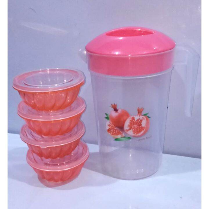 PLASTIC PITCHER WITH 4PCS GELATIN BOWL SET | Lazada PH