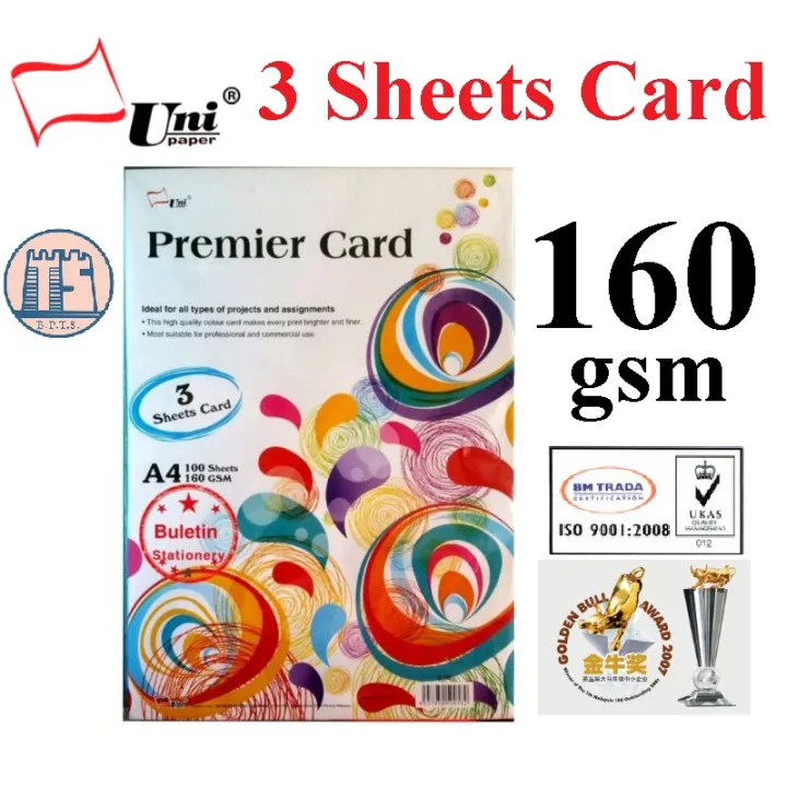 Uni Paper A4 Premium Colour Paper / 3 Sheet Card 160gsm (Light & Deep ...