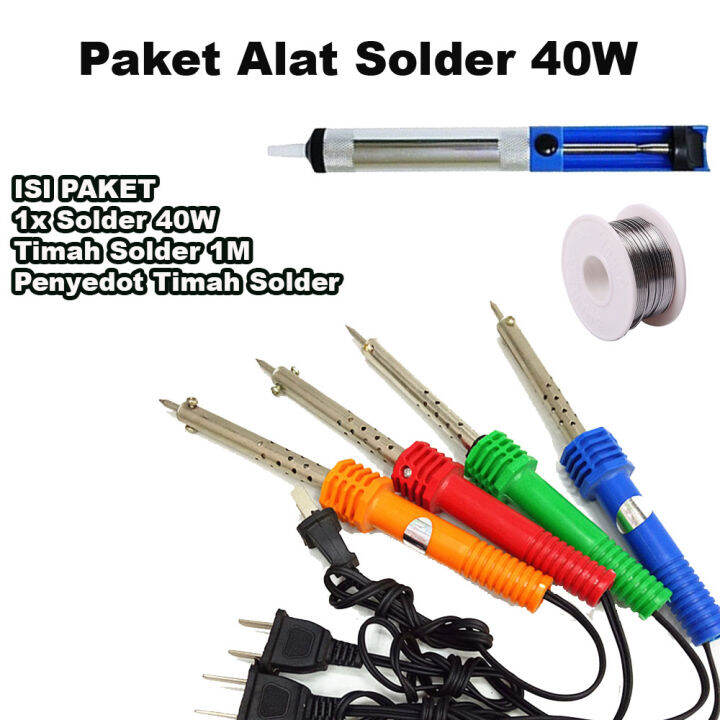 Paket Alat Solder Listrik Solder 40W, Penyedot Timah, Timah Solder ...