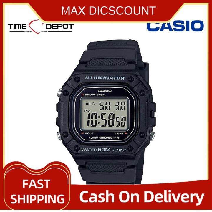 Casio W-218H-1AVDF Digital Black Resin Strap Watch For Men | Lazada PH