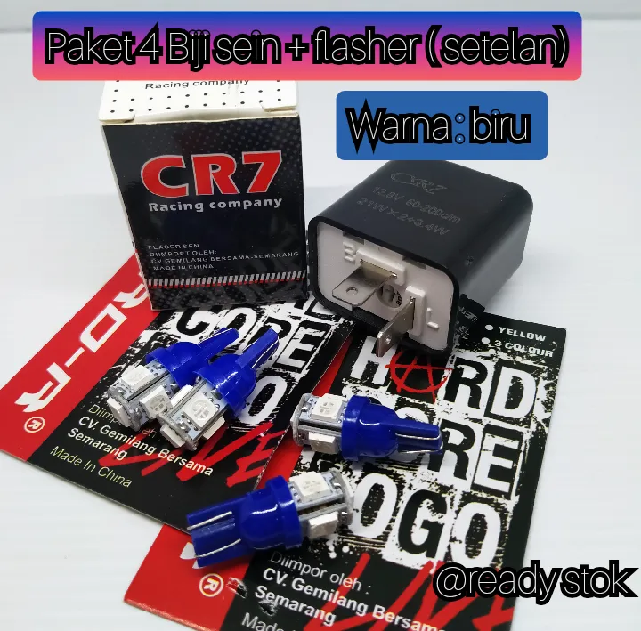 PAKET 4 BIJI Lampu SEIN SEN T10 + Flasher CR7 LED Max Flux lens Premium ...