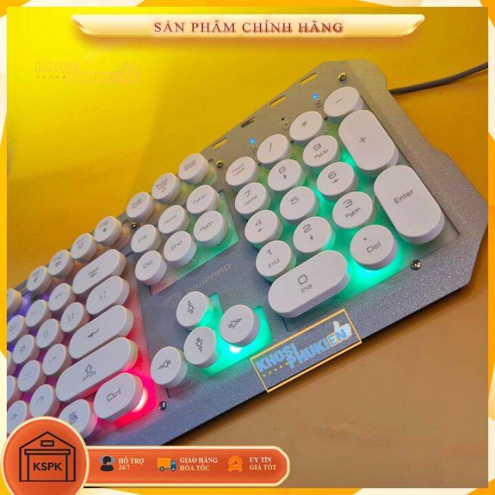 Bàn phím giả cơ nút tròn mặt kim loại dành cho game thủ cực chất đèn ...