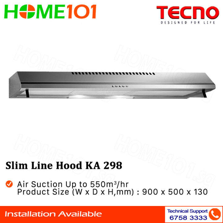 Tecno Slim Line Cooker Hood 90cm KA 298 | Lazada Singapore