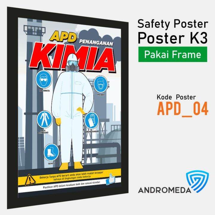 Safety Poster K3 : APD Kimia Chemical Alat Pelindung + Frame | Lazada ...