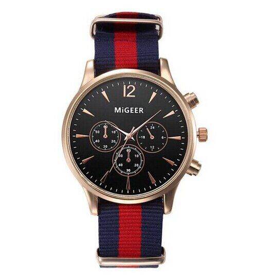 ⌚⌚MIGEER นาฬิกาข้อมือควอตซ์สายผ้านาฬิกาข้อมือแฟชั่นสำหรับผู้ชายนาฬิกา ...