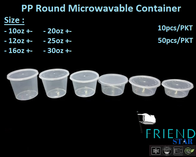 [10pcs/50pcs/PKT] PP Microwavable Injection Container / @PP Round ...