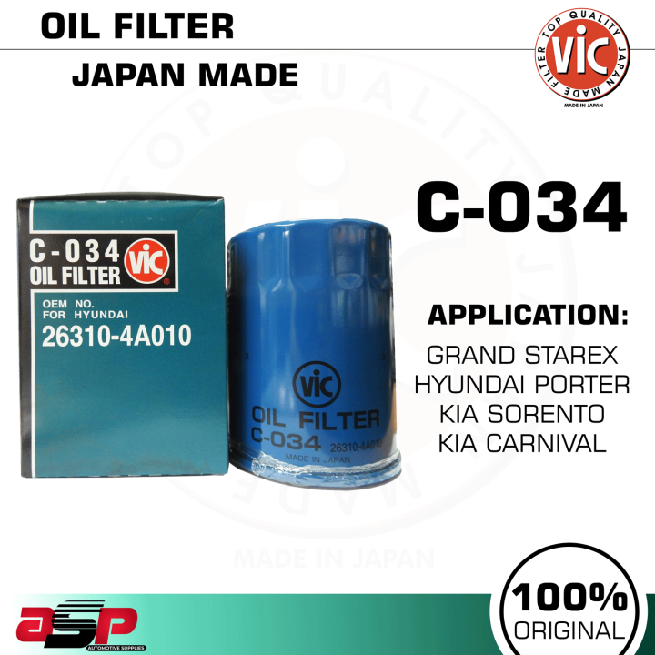 VIC Oil Filter C-034 for Hyundai Grand Starex diesel 07-up, Porter, Kia ...