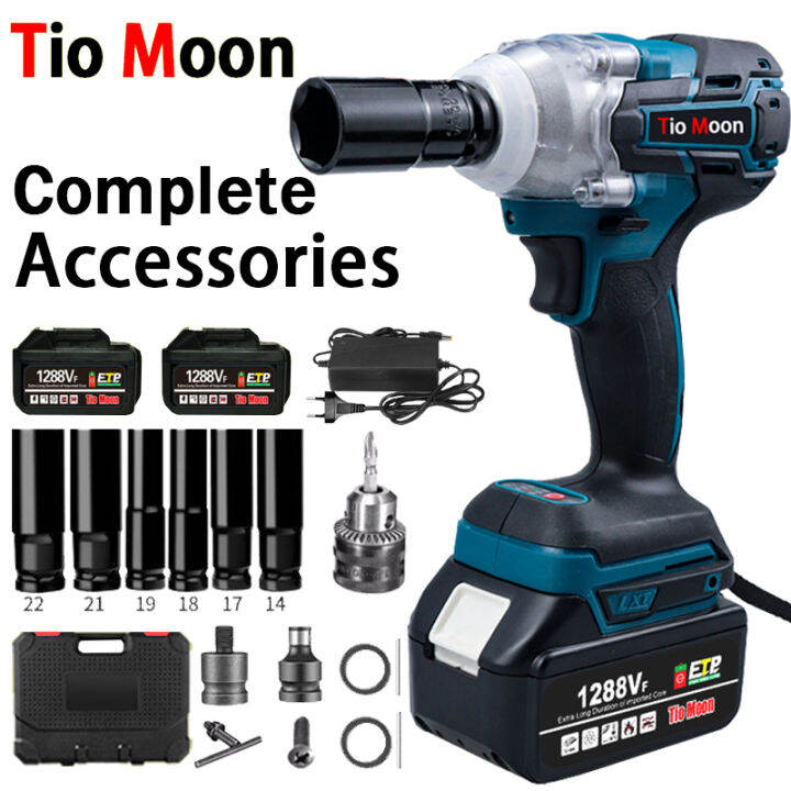 1288VF Cordless Brushless Electric Wrench Impact Wrench Socket Wrench 800N.m Li-ion Battery Hand ...