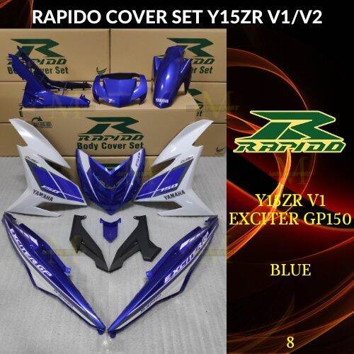 RAPIDO COVER SET Y15ZR V1/V2 EXCITER GP 150 (8) BLUE (STICKER TANAM/AIRBRUSH) COVERSET | Lazada