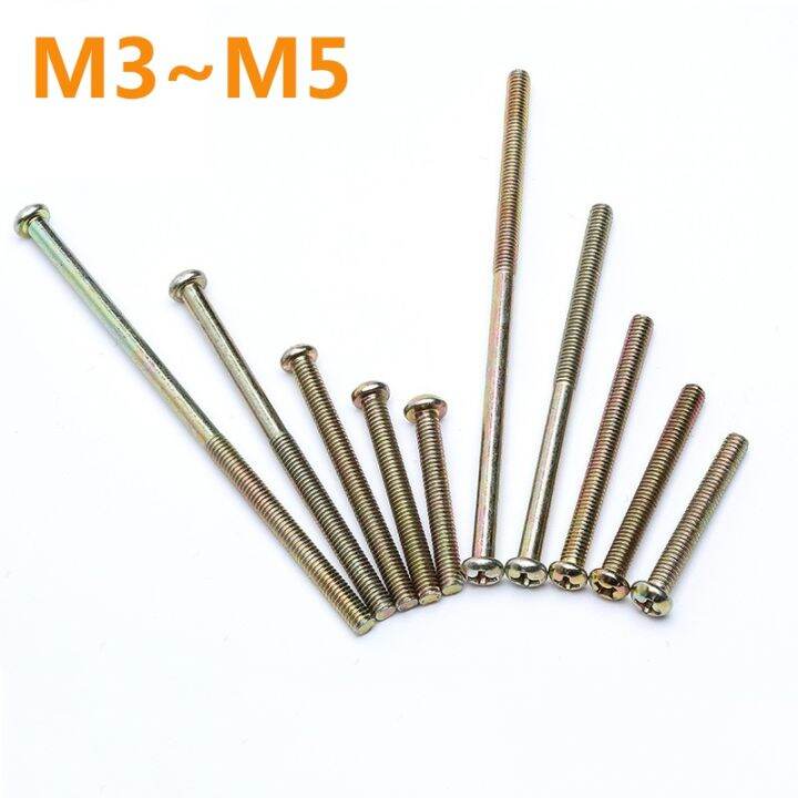 5/10PCS M3 M4 M5 Color Zinc Plating Phillips Cross Recessed Pan Head Machine Long Screw Metric ...