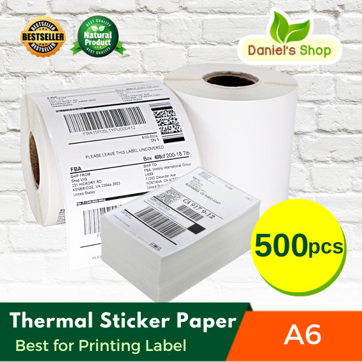 Daniel'shop- 500pcs A6 Thermal Waybill Sticker Paper (Flat/Roll) 100mm ...