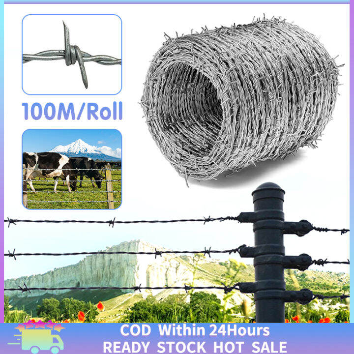 100 Meter Barbed Wire Fences Anti-Climb Critter Deterrent Steel Sharp ...