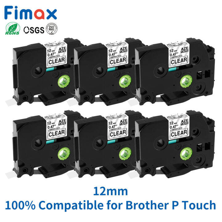 Fimax 6PCS Black on Clear Label Tape Replacement Compatible for Brother ...