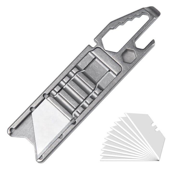 Titanium Paper Cutter Multi-function Tool Knife Trapezoidal Blade EDC ...