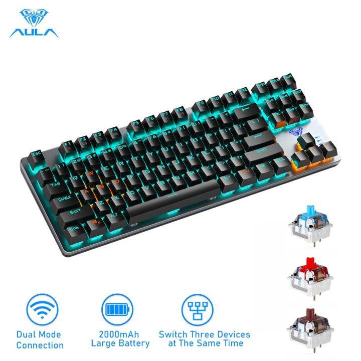 AULA F3287 Mechanical Keyboard Wireless Bluetooth 87 Keys Backlight ...
