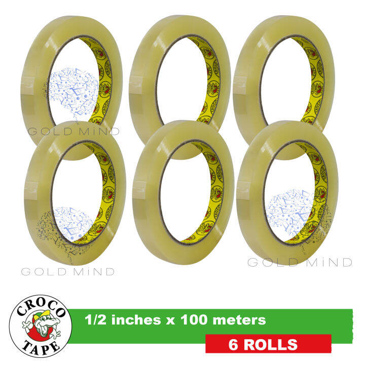 Croco Clear Stationery Tape 6pcs 1/2 inch x 50m or 100 meters - Gold Mind Everyday Low Price ...