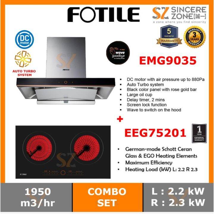 Fotile Hood EMG9035 and Electric Hobs EEG75201 with Conceal Ducting ...