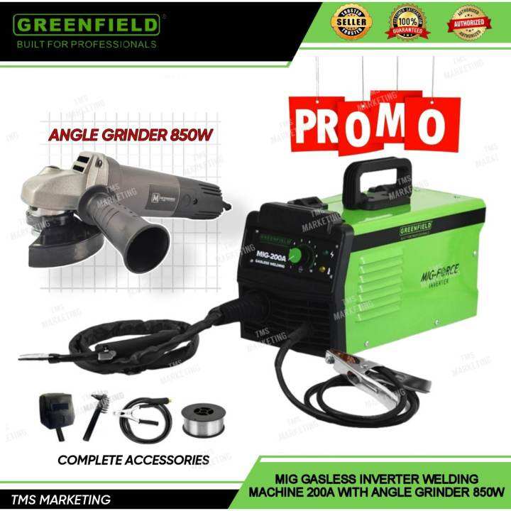 GREENFIELD 200A MIG Gasless Welding Machine 08-03-10200M w/ Angle ...