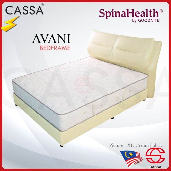 Cassa Goodnite Avani Cream Fabric Queen Bed Frame Headboard with 11 ...