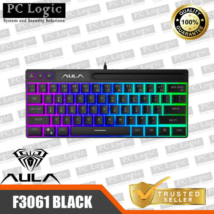 AULA F3061 BLACK WIRED MEMBRANE KEYBOARD TKYL I 61KEYS RGB LIGHT ...