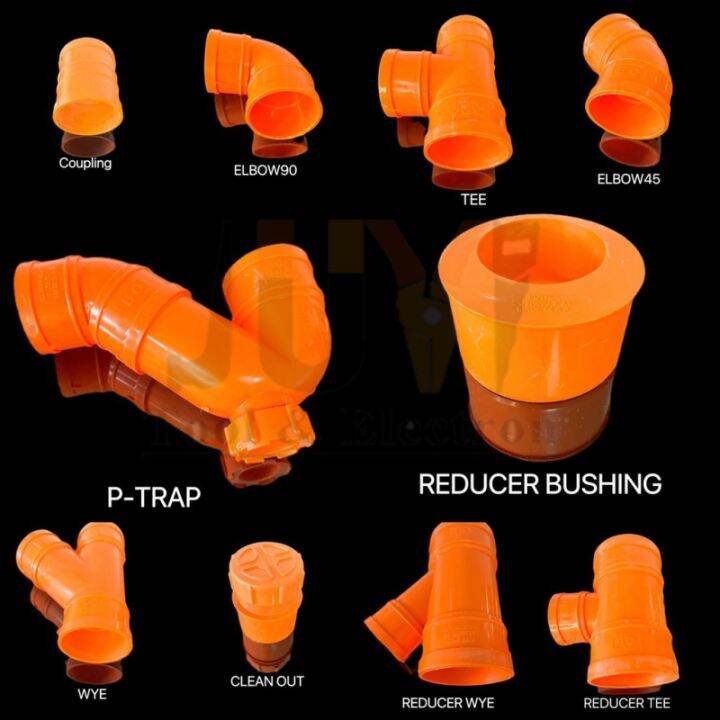 JUYI PVC Orange Fittings 2” 3” 4” Elbow Tee Wye Coupling Cleanout For s ...