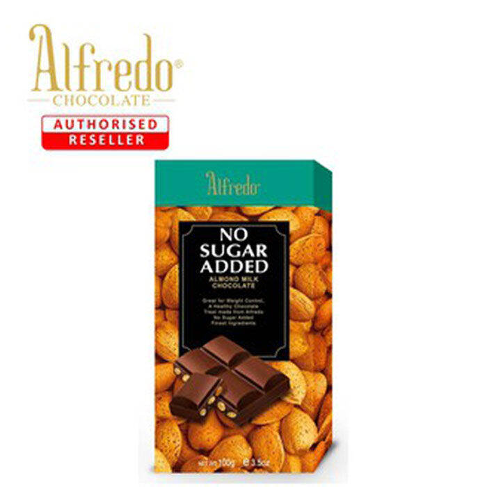 Alfredo Sugar Free Bar Almond Milk Chocolate 100g (No Sugar Added) | Lazada