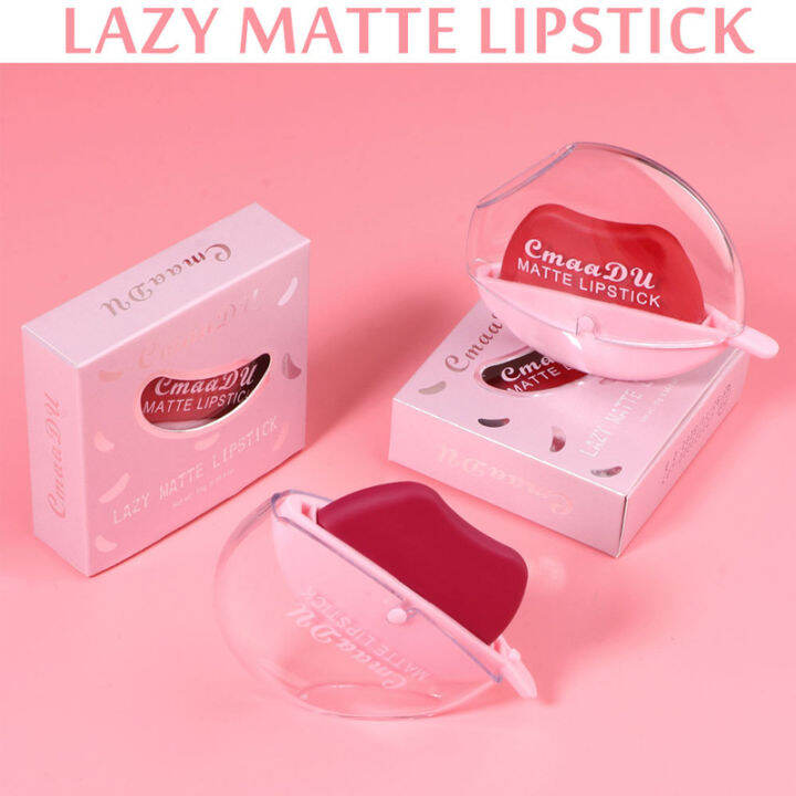 Lip Shape Design Matte Lazy Lipstick Long Lasting Waterproof High-color ...