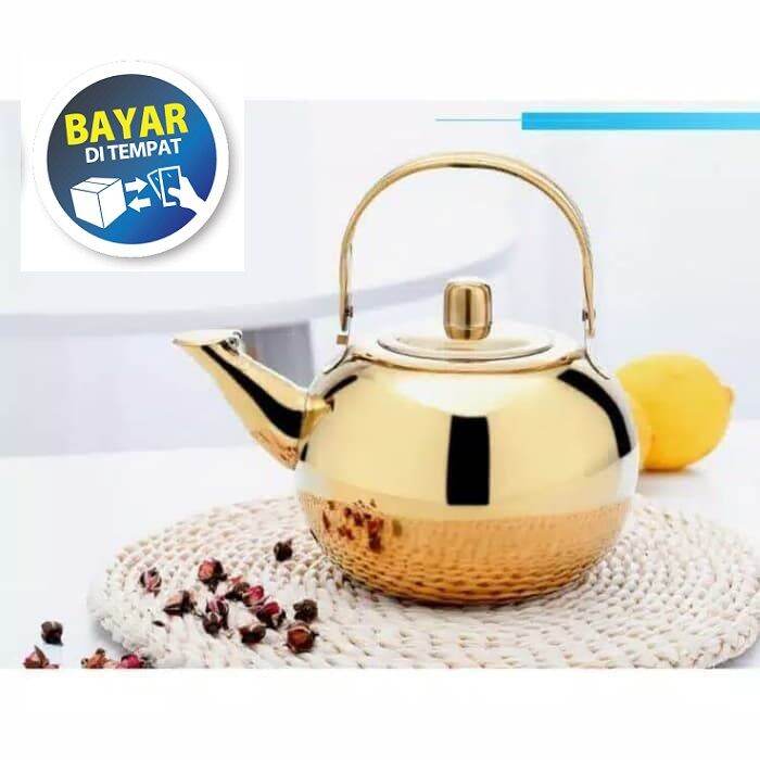 Ketel / Teko Air Dengan Saringan / Ceret / Tea Mini Pot EMAS 1.4 Liter ...