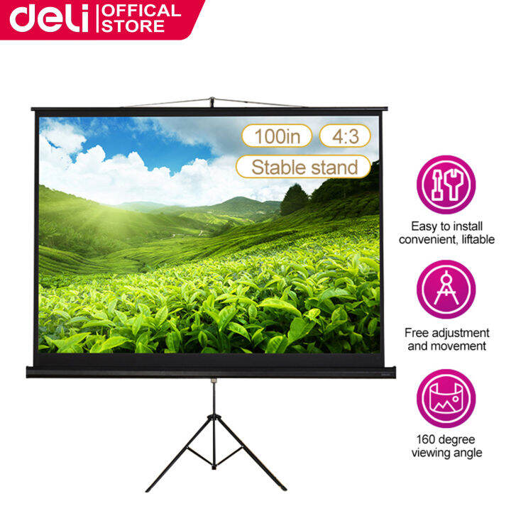 Deli 100' Projector Screen With Stand 1970X1480mm Screen Ratio 4:3 ...