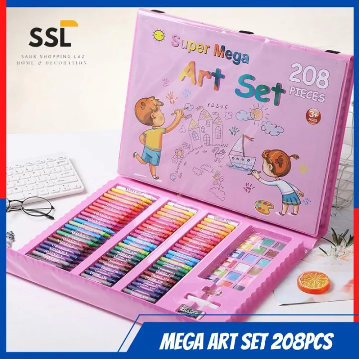 Super Mega Art Set 208pcs / Alat menggambar / Alat Lukis Anak crayon ...